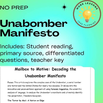 Unabomber Manifesto: True Crime Forensic Science Reading Comprehension ...