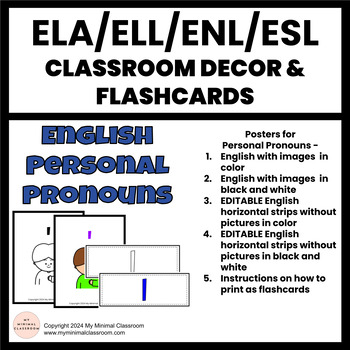 Back to School English Personal Pronouns Word Wall, Flash Cards ...