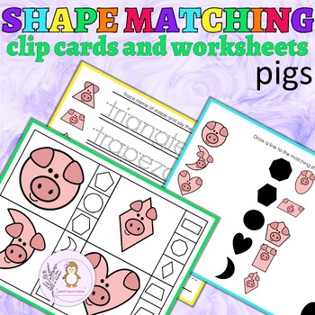 Farm Animal Shape Matching Clip Cards and Worksheets Pig Activity ...