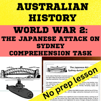 Australian History - WW2 Japanese Attack on Sydney comprehension ...