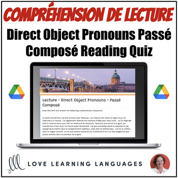 French Reading Comprehension Quiz - Direct Object Pronouns Passé ...