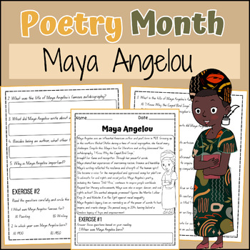 Maya Angelou National Poetry Month Reading Comprehension Passage ...