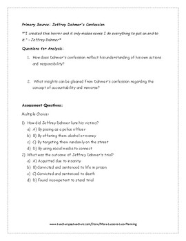 Jeffrey Dahmer: Serial Killer True Crime Reading Comprehension ...