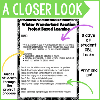 Winter Christmas Math, ELA Vacation PBL: A Low-Prep Project for Grades ...