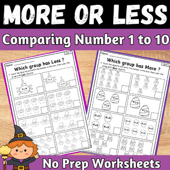 Halloween More or Less comparing Numbers to 10 Kindergarten Math ...