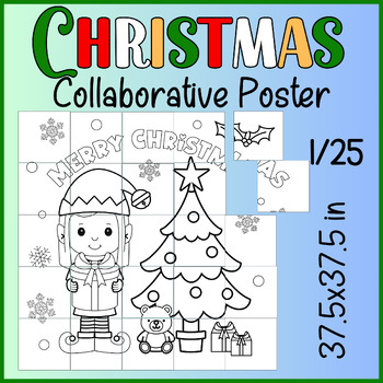 Merry Christmas Collaborative Poster Winter Bulletin Board Art Activity ...