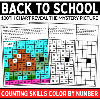 ️100 chart mystery picture Counting Skills Color by Number blank ...