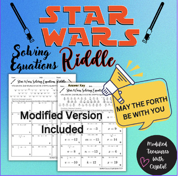 STAR WARS Solving Equations Activity (Modified Version Included ...