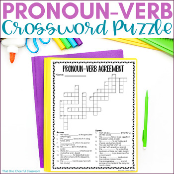 Pronoun Verb Agreement Grammar Practice Crossword Puzzle Worksheet ...
