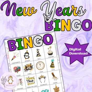 New Years Bingo Cards Activity Preschool Early Elementary - 4x4 ...