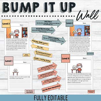 Editable Bump It Up Writing Wall - Rubrics for Student Self Assessment ...