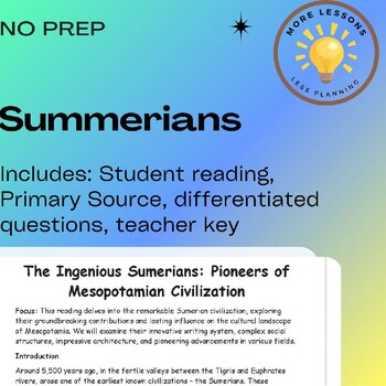 Sumerians: Pioneers of Mesopotamia Civilization Reading Comprehension ...