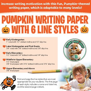 Pumpkin Writing Paper with Six Line Styles, Fall Lined Writing Paper ...
