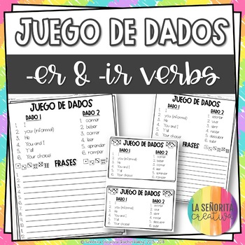 Spanish ER IR Verbs Conjugation Dice Activity | TeachShare