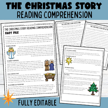 Christian Christmas Reading Comprehension Short Story | Editable Bible ...