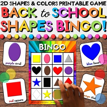 Shapes & Colors Bingo Game Activity - Back to School, 2D Geometry ...