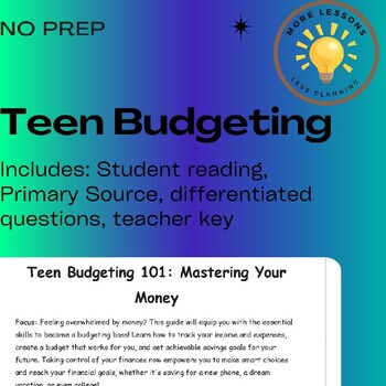 Budgeting to Master Your Money Teens Life Skills Reading Comprehension ...