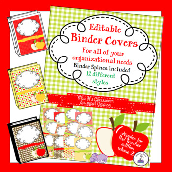 Teacher Binder Covers - Editable - Apple Theme | TeachShare
