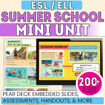 ESL Newcomer Activities: Summer School Unit--Digital and Print NO PREP ...