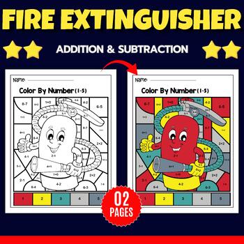 Fire Safety Extinguisher Addition & Subtraction Math Color by Number ...