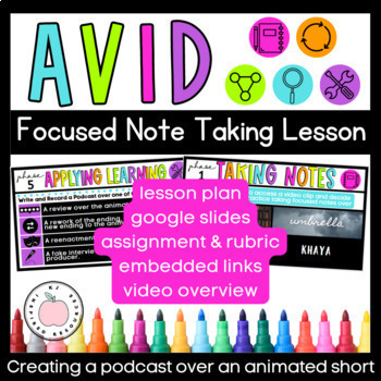 AVID Digital Focused Note Taking Lesson Plan and Activity - Animated ...