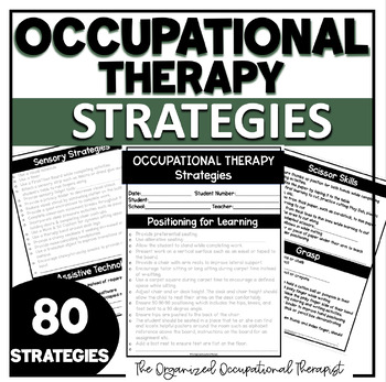 Occupational Therapy Classroom Strategies Editable PDF - No Prep ...