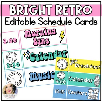 Visual Schedule Editable - Bright Rainbow Classroom Decor - Groovy ...