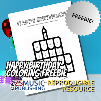 Happy Birthday! Color-by-Note Activity Page FREEBIE | TeachShare
