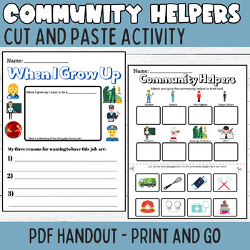 Community Helpers Cut and Paste Worksheet - Explore Careers & Tools ...