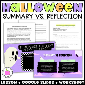 ELA Halloween Lesson: Summary vs. Reflection Using a Short Story ...