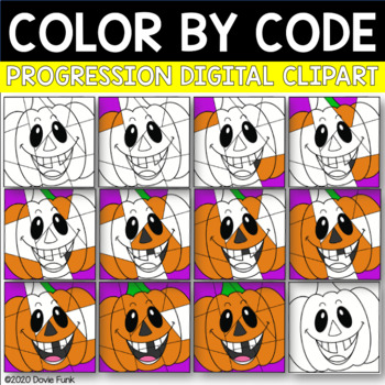 PUMPKIN Color by Code Progression Digital Clip Art | TeachShare