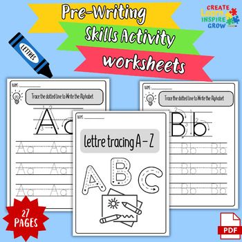 Pre-Writing Fine Motor Skills Lettre tracing A -Z preschool worksheets ...