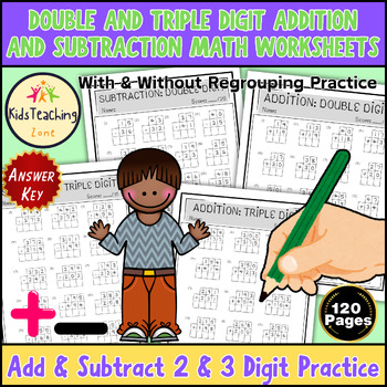 2 and 3 Digit Addition and Subtraction Worksheets With and Without ...