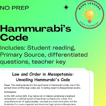 Hammurabi's Code: Law and Order Mesopotamia Reading Comprehension ...