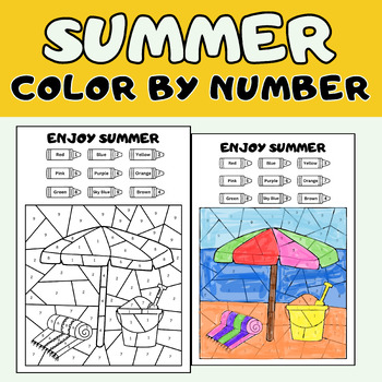 Summer Coloring Pages , On The Beach Color By Number Code Math ...