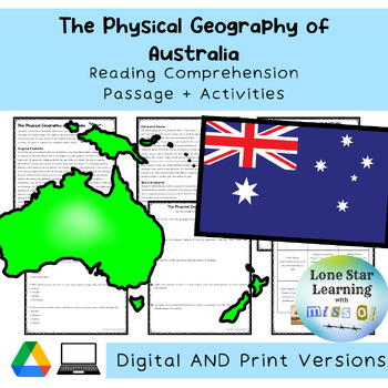 World Cultures Physical Geography of Australia Passage & Activities- NO ...