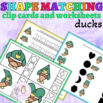 Farm Animal Shape Matching Clip Cards and Worksheets Duck Activity ...
