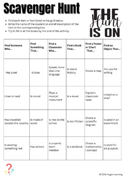 Back to School, Classroom Scavenger Hunt Activity | TeachShare