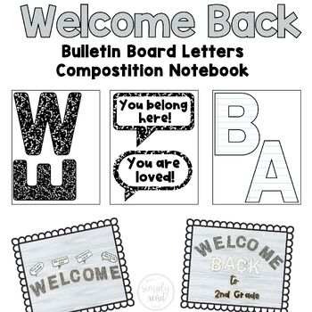 Welcome Back bulletin board letters composition notebook 1st 2nd 3rd ...