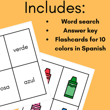 Colors in Spanish - Flash cards and word search (Sopa de Letras ...