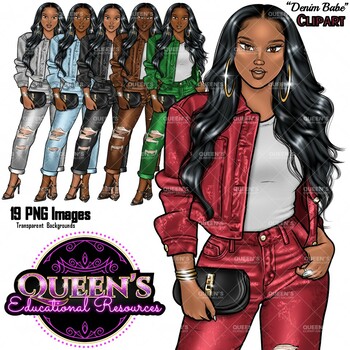 Adult Clipart, African American Woman Clipart, Jeans Clipart, Woman ...