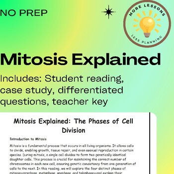 Mitosis The Phases of Cell Division Biology Reading Comprehension ...