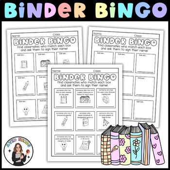 AVID Binder Bingo Game: Editable Student Organization Activity for Team ...