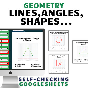 Lines and Angles, 2D Shapes Geometry practice Self-Checking Digital ...