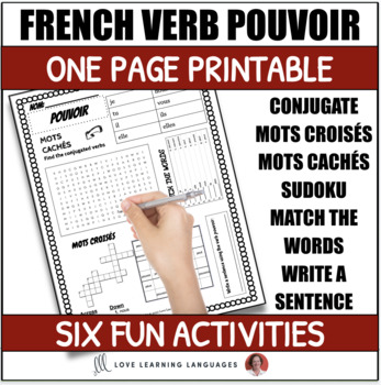 French Verb Pouvoir Verb Worksheet - 6 Activities - One Page Printable ...