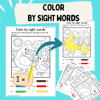 Kindergarten High Frequency Sight Word Practice - Color by Sight words ...