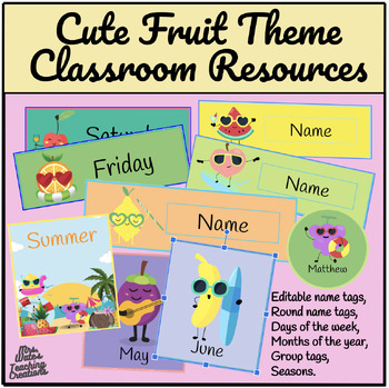 Cute Fruits Themed Classroom Decor, Posters & Labels - Editable Desk ...
