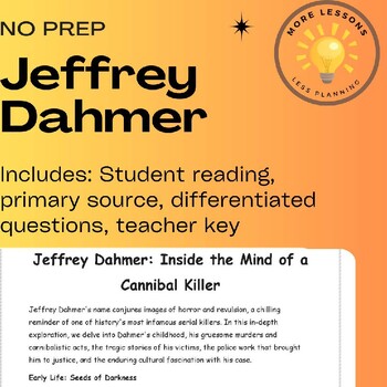 Jeffrey Dahmer: Serial Killer True Crime Reading Comprehension ...