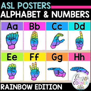ASL Bright Rainbow Alphabet and Number Posters | TeachShare