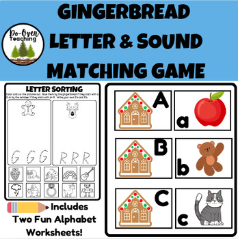 Gingerbread Christmas Alphabet Letter & Sound Match Game & Academic ...